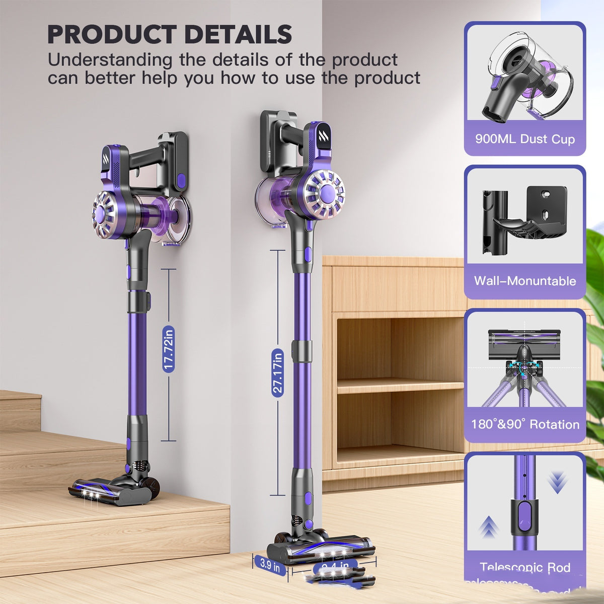Portable Telescopic Vacuum Cleaner - Household Small & Easy Cleaning ...