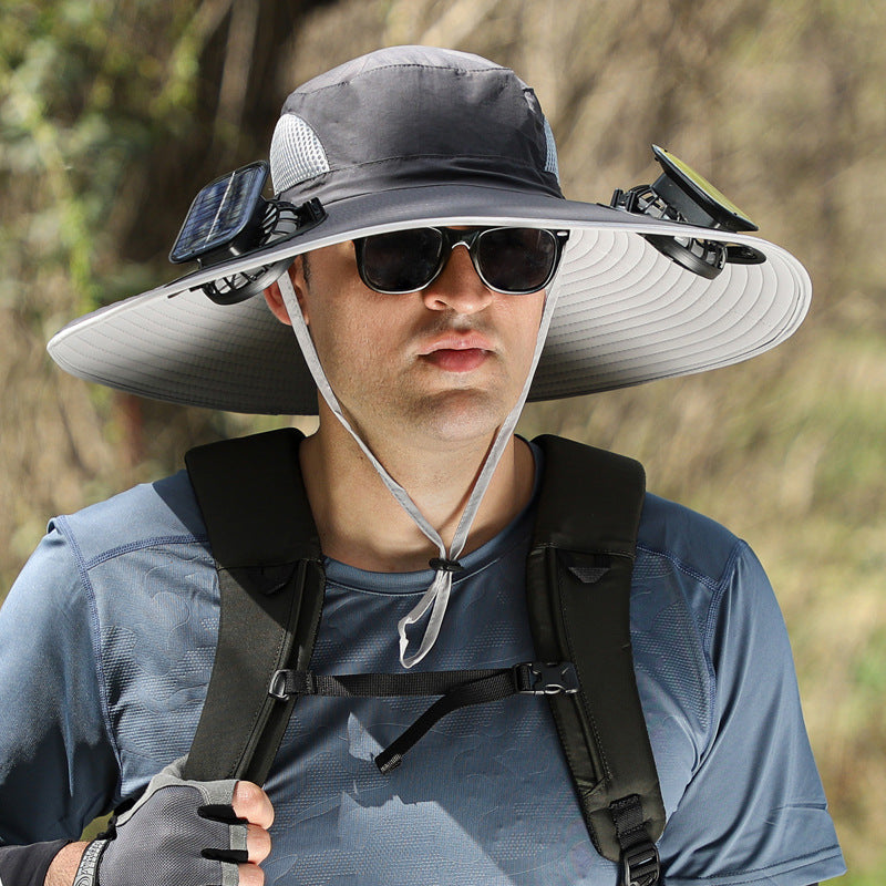 Twin Fan Solar Hat - Rechargeable Electric Fan & Sun Protection Gear ...