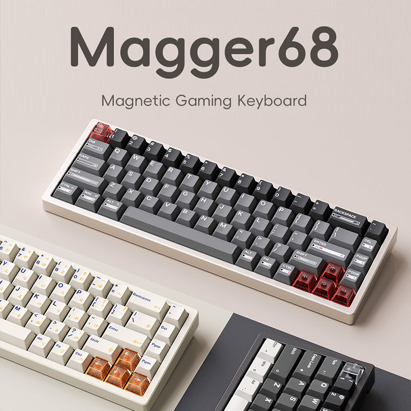 Magnetic Gaming Keyboard White Porcelain Jade 68 Key Aluminum Tuo Keyb ...